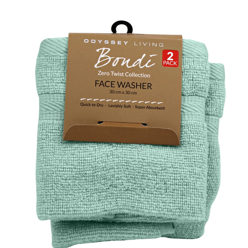 Odyssey Living Bondi Zero Twist Face Washer 2 Pack |Australia