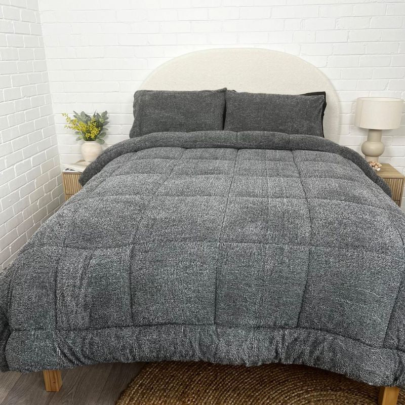 Morgan and Reid Black White Snuggle Fleece Comforter Set | Australia