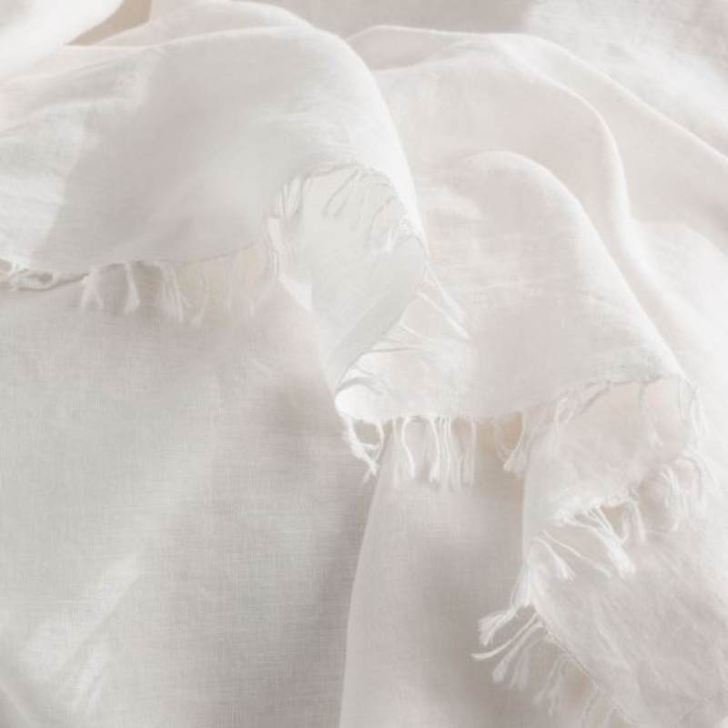 Renee Taylor Cavallo Washed French Linen White Throw | Australia