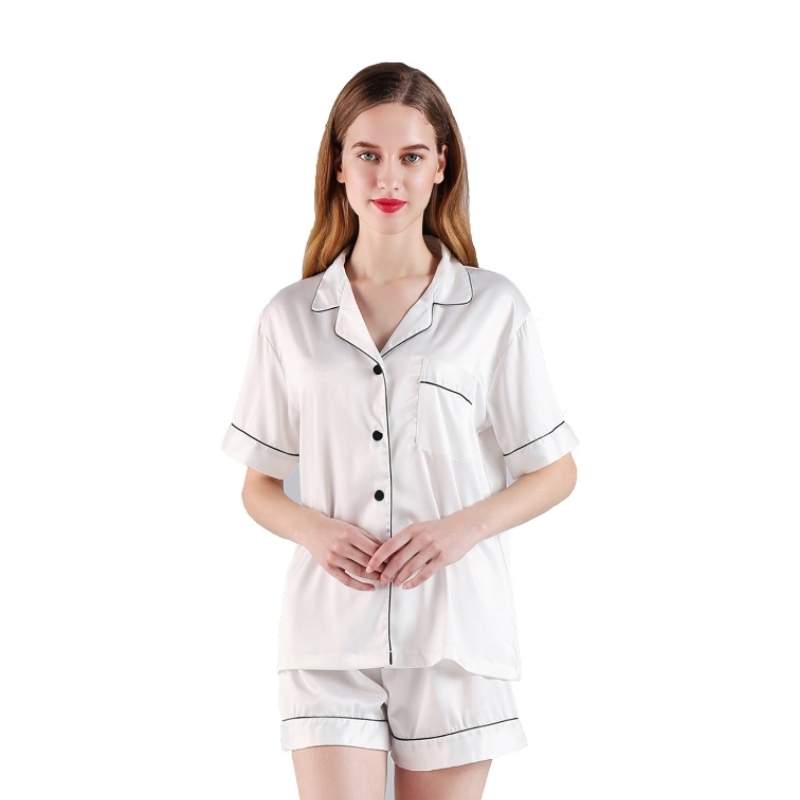 Softouch Super Soft Satin Short White Pyjama Set | Australia